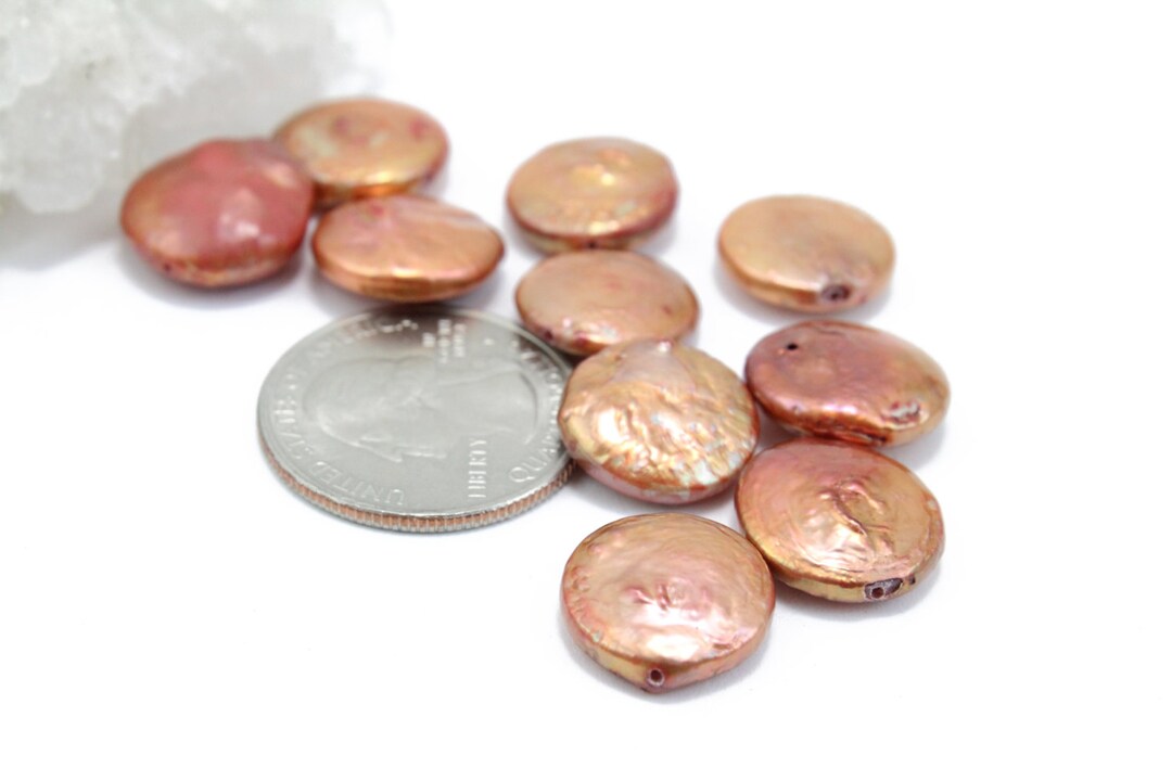 Freshwater Copper Color Coin Pearls 14-15 Mm 2pcs - Etsy