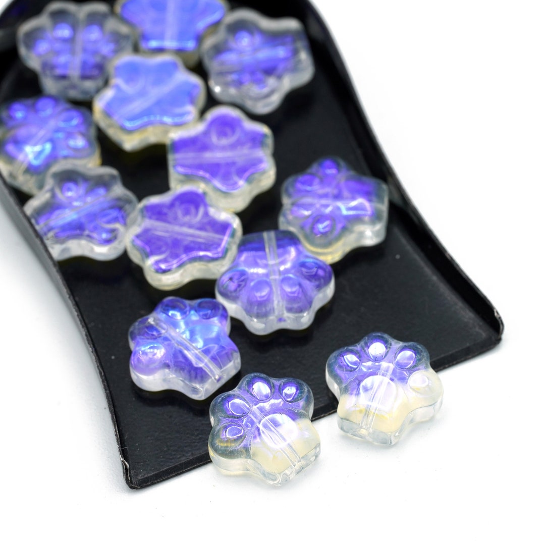 Crystal Dog Paw Beads AB Color 12mm 10pcs - Etsy