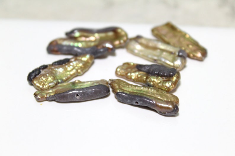 Freshwater Biwa Stick Pearls Gold and Grey Stick Pearls - Etsy