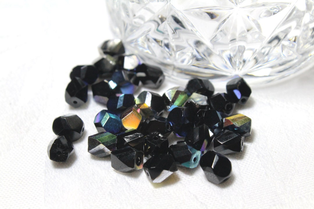 Black and Blue Faceted Crystal Beads With AB Finish 7x8mm 12pcs - Etsy