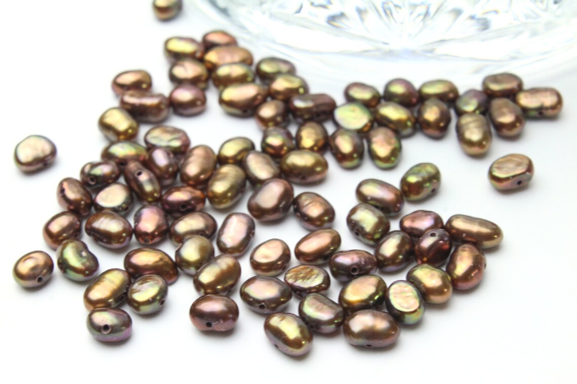 Bronze Freshwater Pellet Pearls: Tiny 4x6mm Beads (12pcs) - Etsy