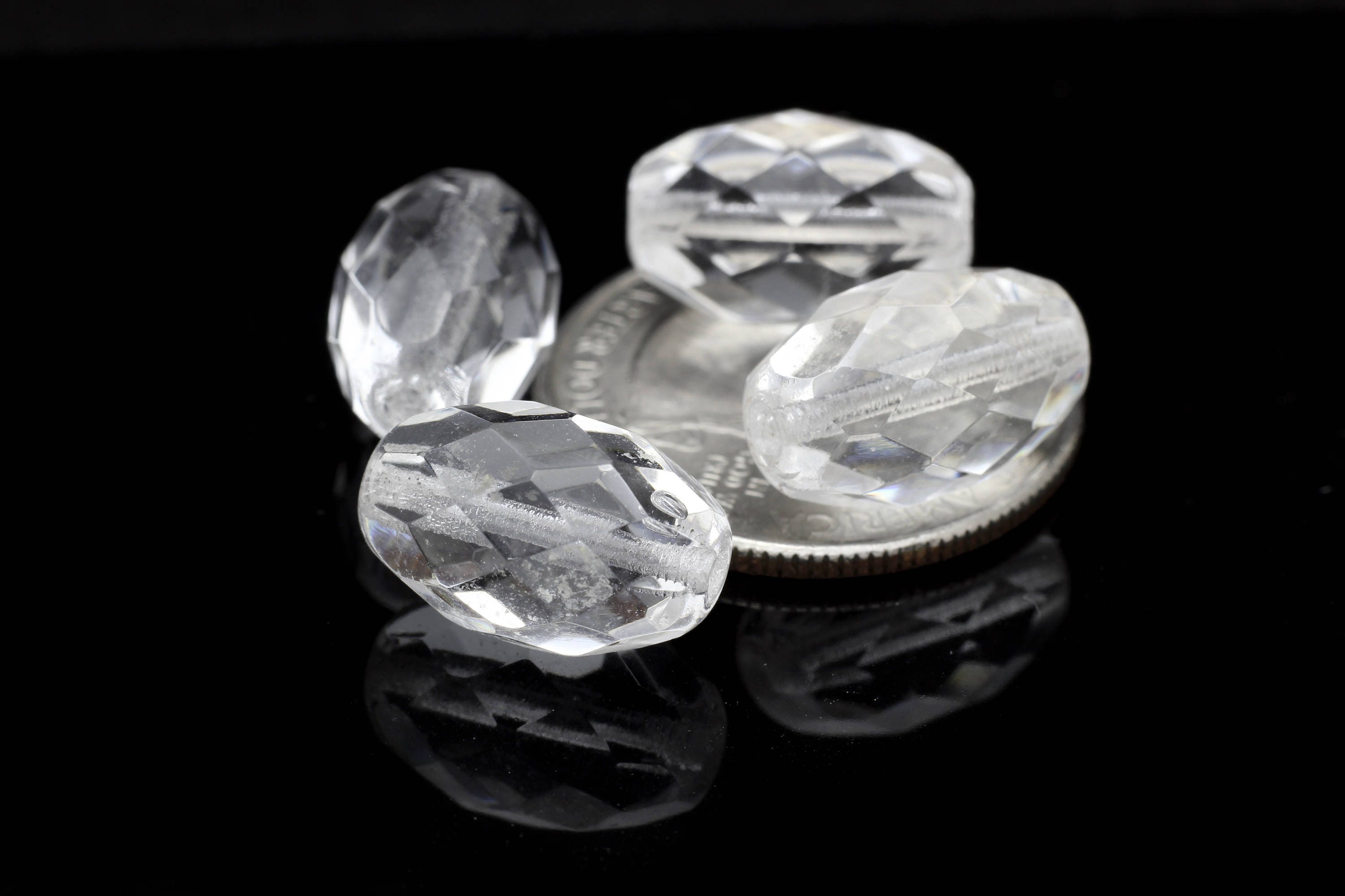 Faceted Oval Shaped Rock Crystal Stones Center Drilled 10x15mm | Etsy