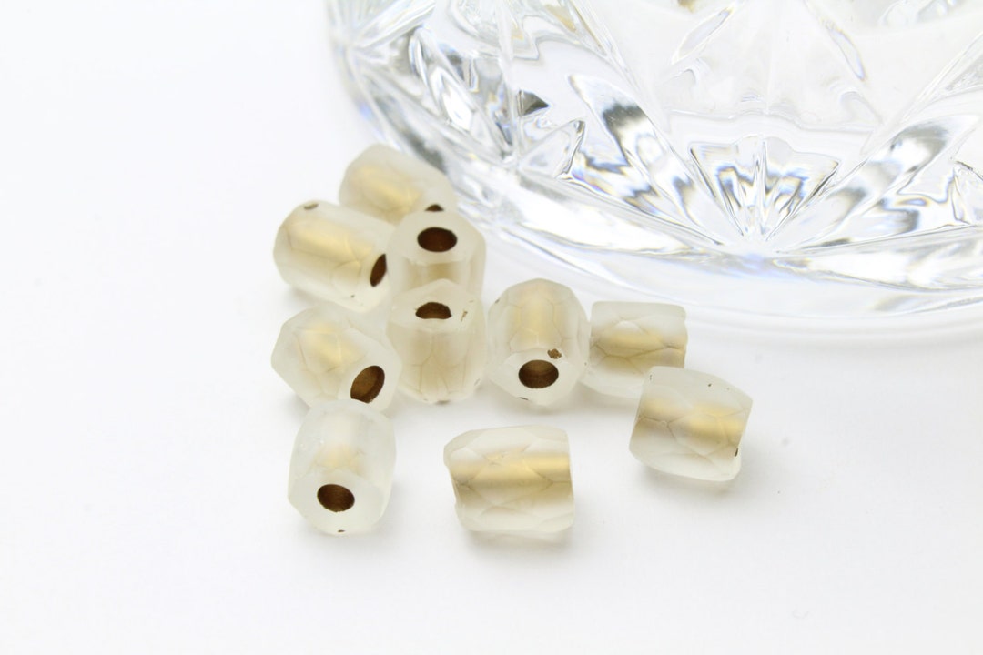 Faceted Barrel Shaped Beads in Matte Crystal and Gold Foil 7mm 10pcs - Etsy