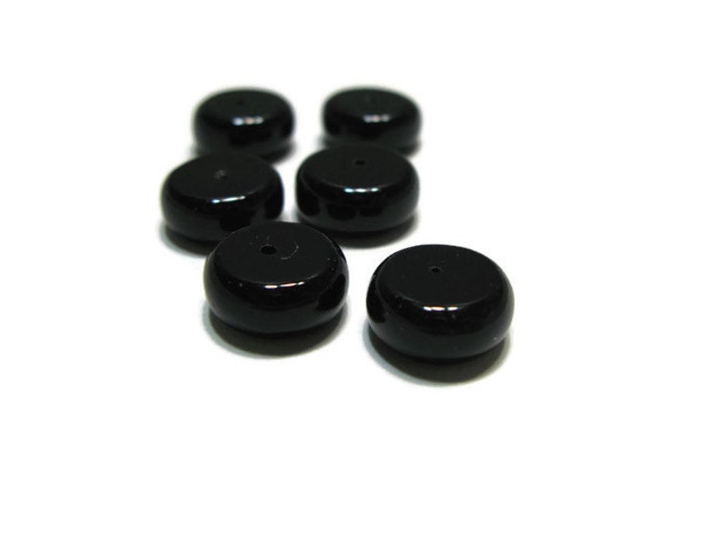Round Disc Doughnut Shaped Thick Black Onyx 15mm 6pcs | Etsy