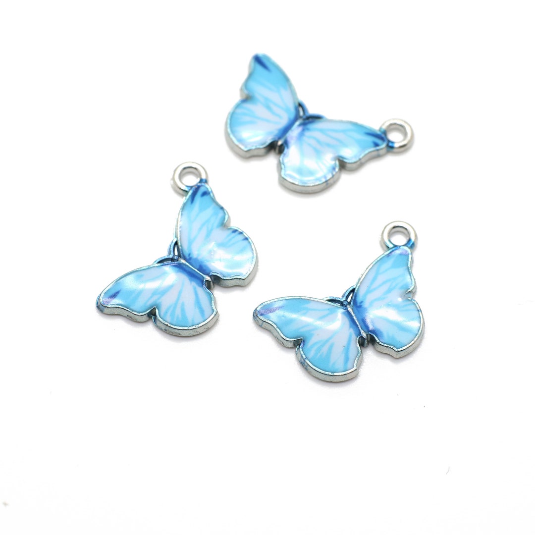 Sky Blue Butterfly Charms for Jewelry Making Enamel Butterfly Charms ...