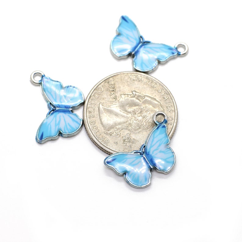 Sky Blue Butterfly Charms for Jewelry Making Enamel Butterfly - Etsy