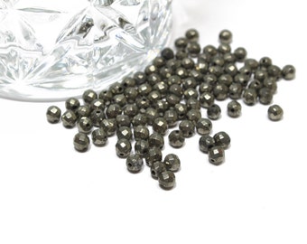 Matt Gold Hematite. Natural Pyrite Color. Facted Roundel 3-4mm - Etsy