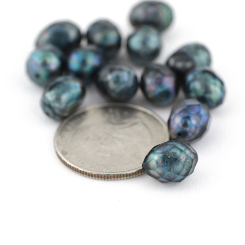 Large Peacock Faceted Freshwater Pearls Center Drilled 8x12mm Etsy
