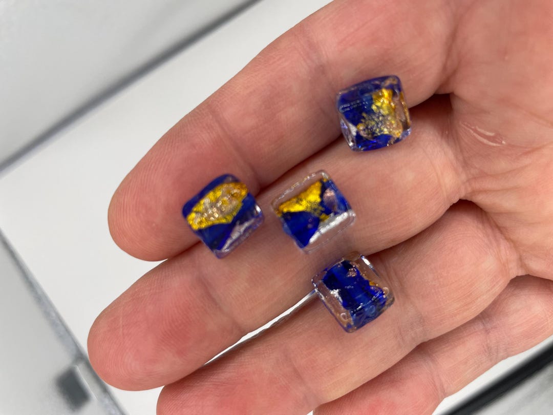 Cobalt Blue Mix With Gold and Silver Venetian Murano Glass Square ...
