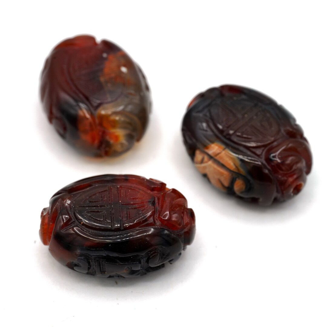 Vintage Genuine Carved Carnelian Gemstone Beads 18x25mm 2pcs - Etsy