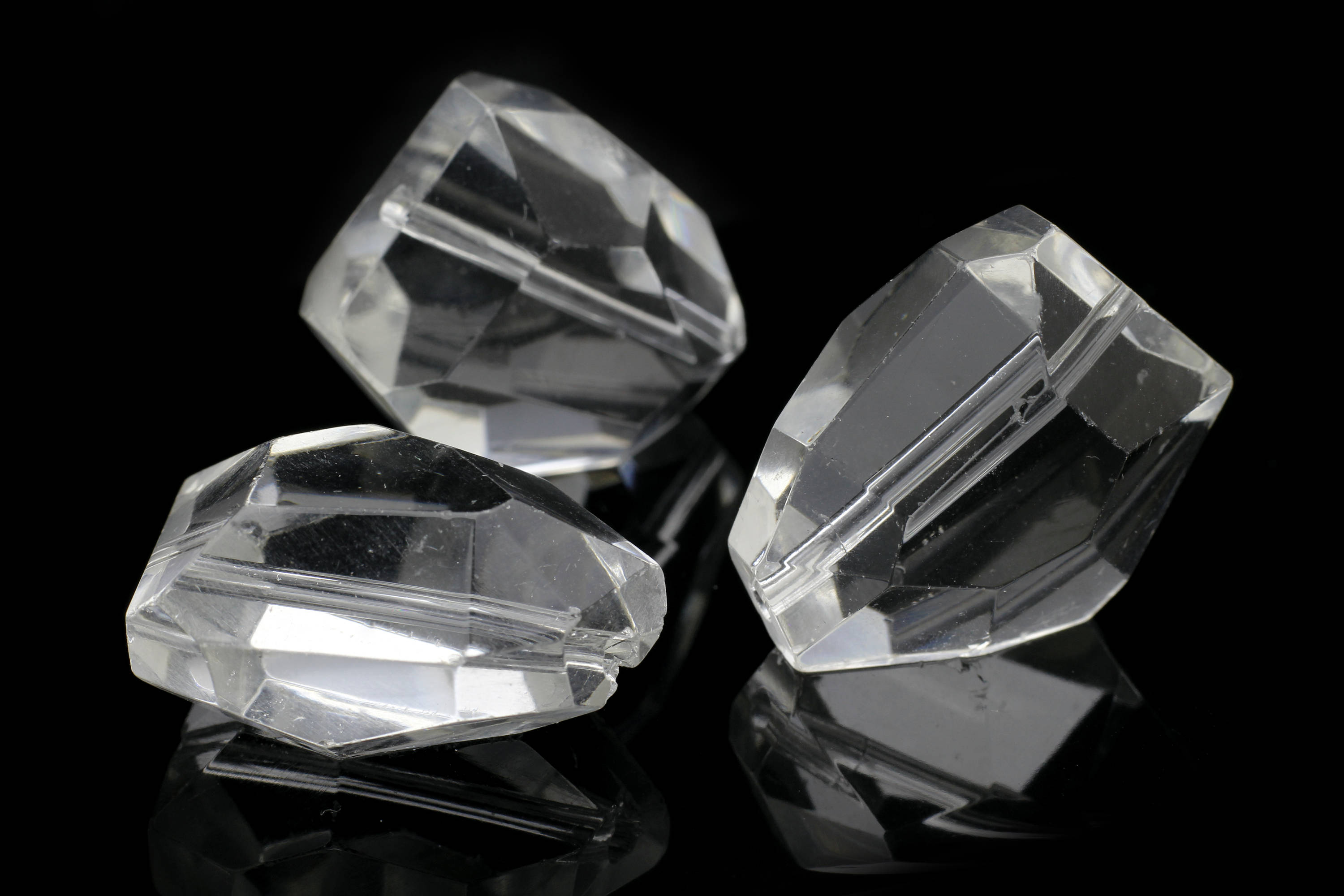 Faceted Genuine Rock Crystal Stones Center Drilled 14x20x26mm | Etsy