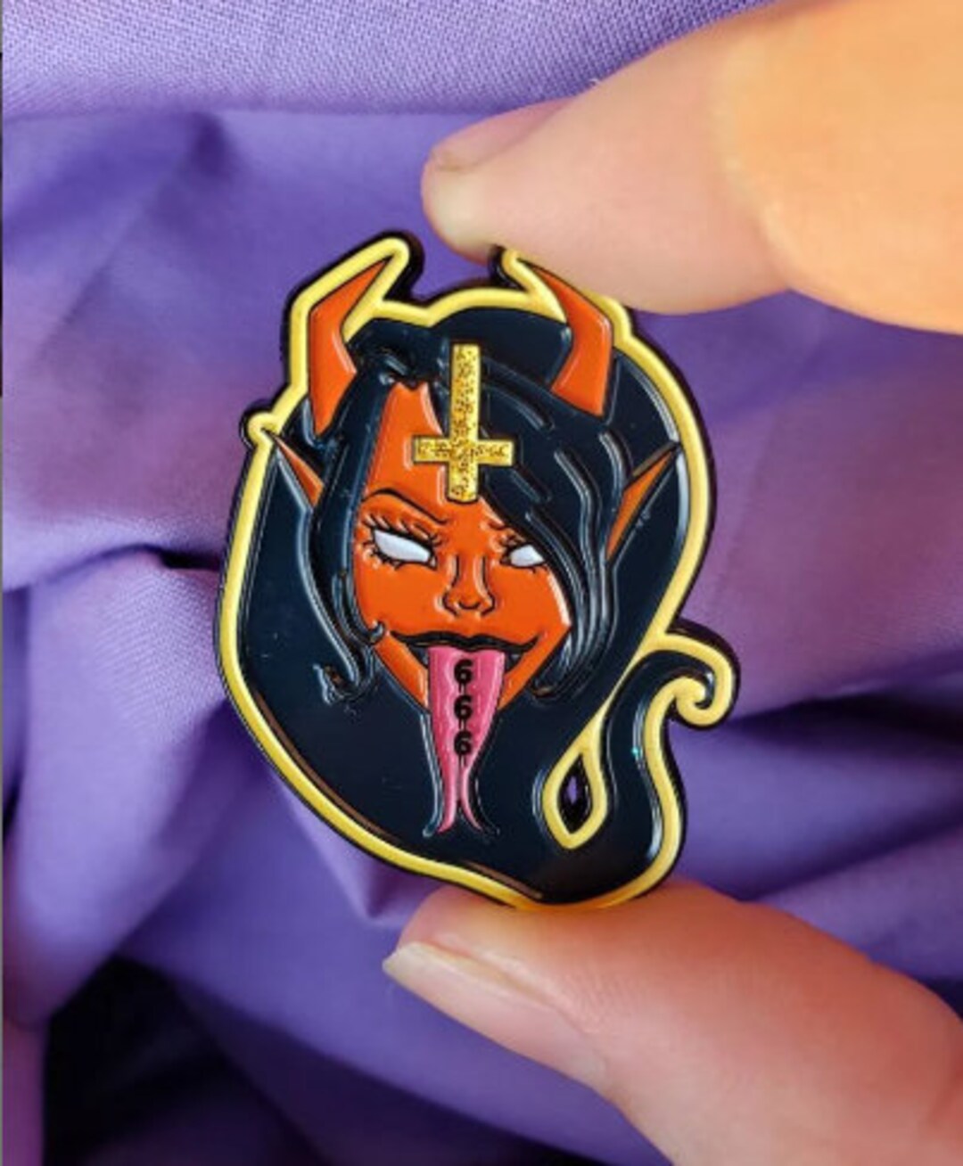 Mark of the Beast- Devil Girl 666 Enamel Pin - Etsy