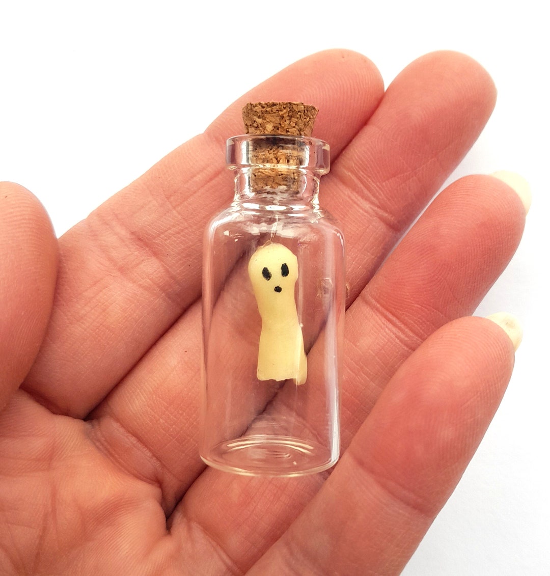 Glow in the Dark Ghost in Bottle: Miniature Halloween Decor - Etsy