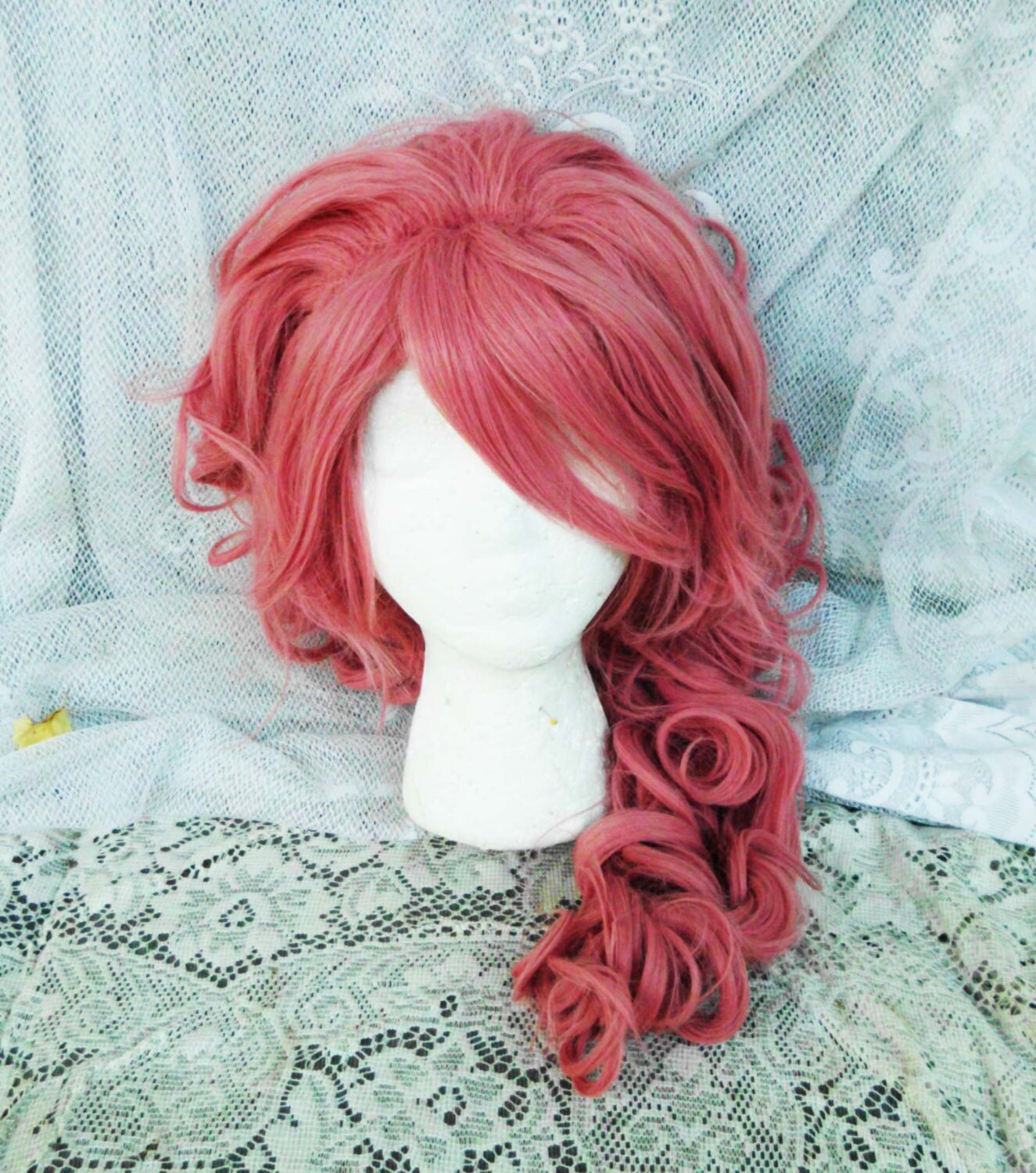 Pink Wig Bump Wig Long Curly Pastel Pinkie Pie Wig Rose | Etsy