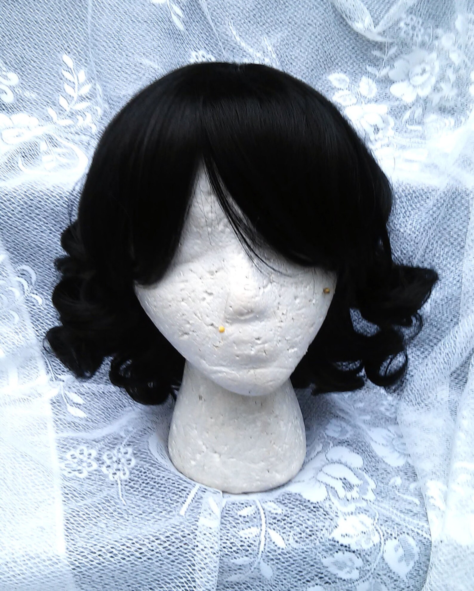 Snow White Wig Princess Wig Short Black Curly Bob Wig Fairy | Etsy