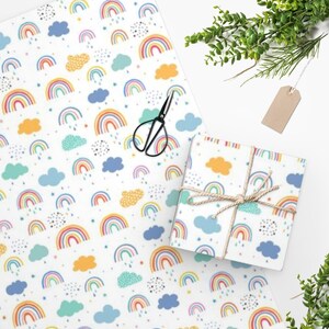 Rainbow Cloud Gift Wrap, Wrapping Paper Roll, Spring Rain Packaging ...