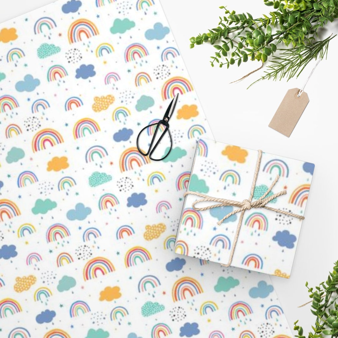 Rainbow Cloud Gift Wrap, Wrapping Paper Roll, Spring Rain Packaging ...