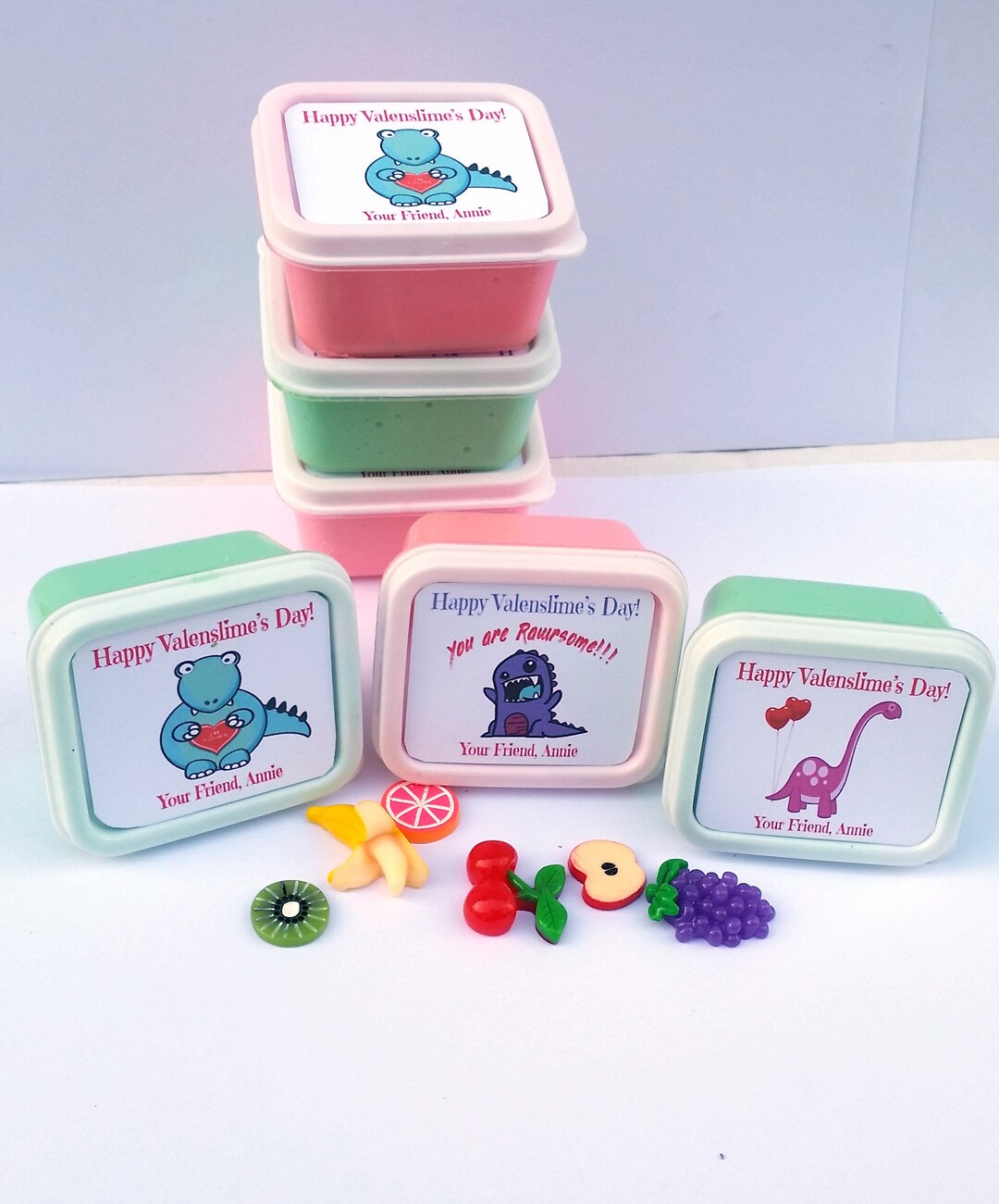 Valentine's Day Slime Pack 6 Dinosaur Slime Classroom Treats Party ...