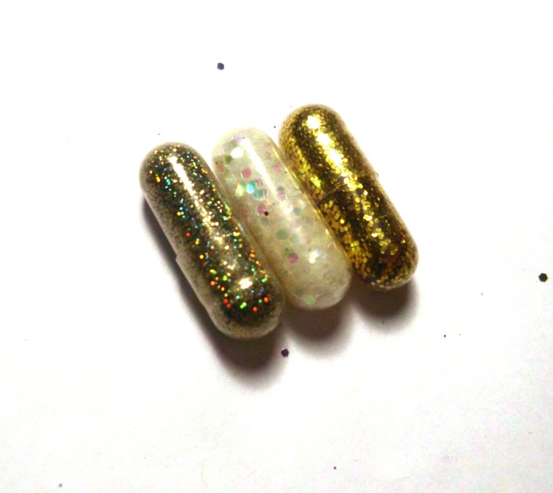 Glitter Pills Glitter Pill Gold White Silver 3 Pills New - Etsy