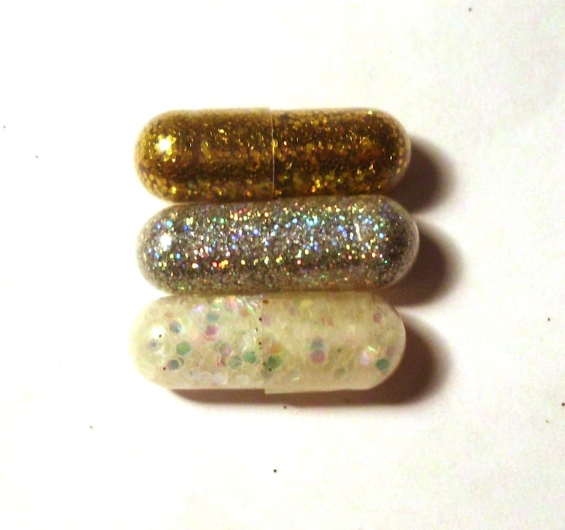 Glitter Pills Glitter Pill Gold White Silver 3 Pills New - Etsy