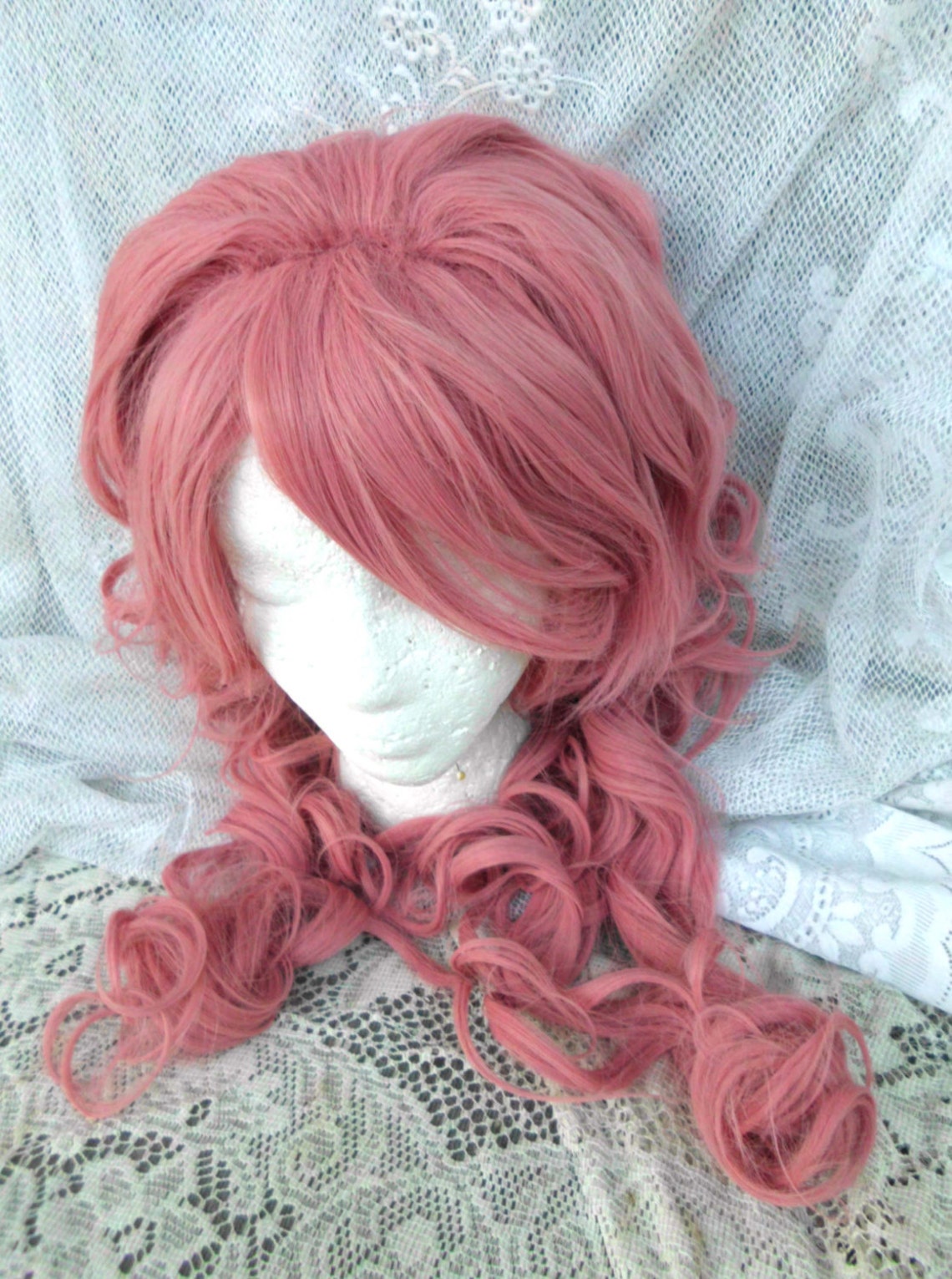 Pink Wig Bump Wig Long Curly Pastel Pinkie Pie Wig Rose | Etsy