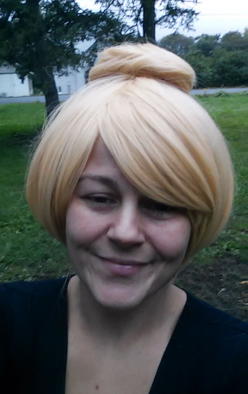 Tinkerbell Wig Fairy Wig Blond Bob wig Tinker bell Bun | Etsy