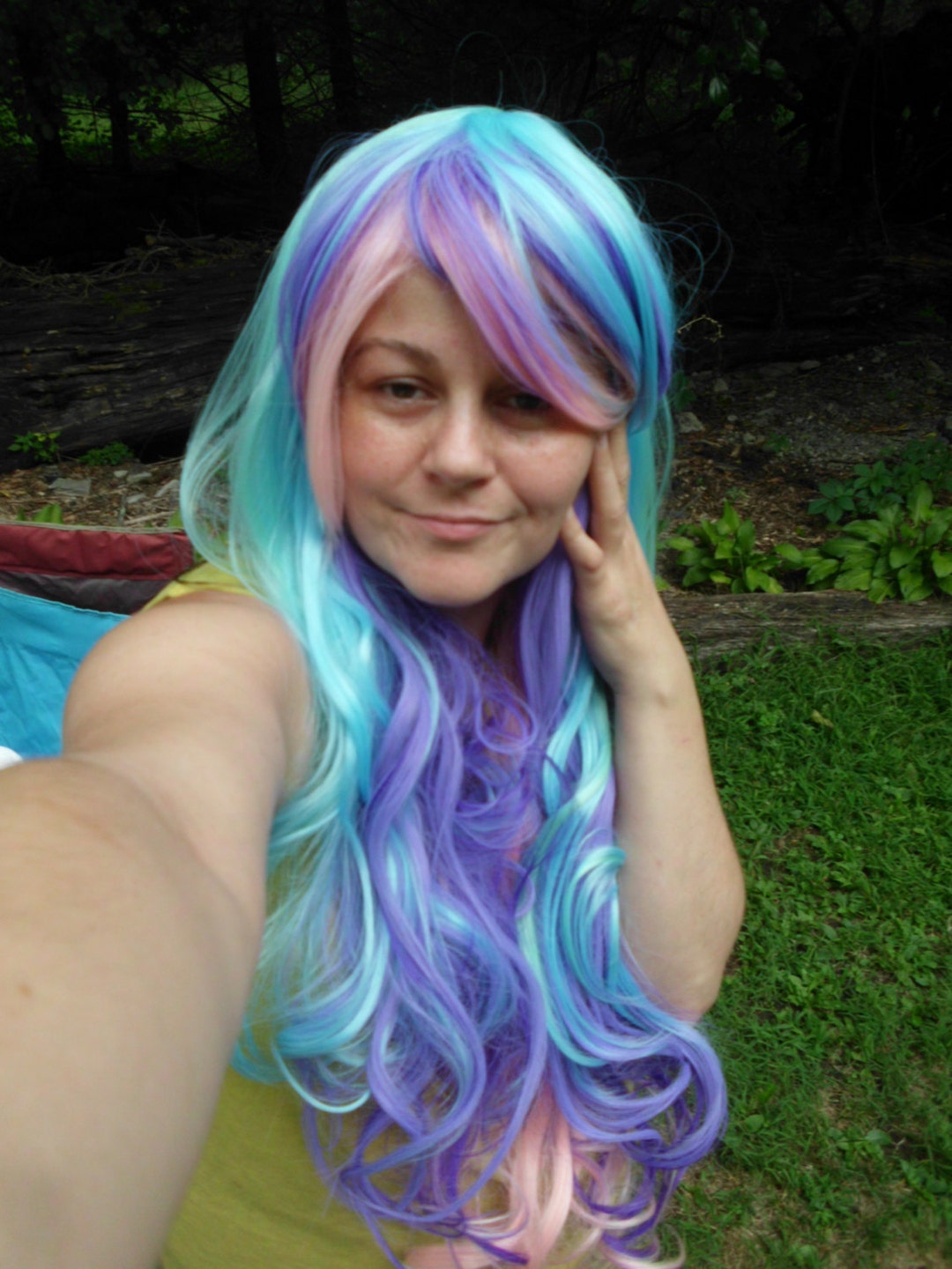 Pastel Rainbow Curly Wig: Long Multicolor Cosplay Wig - Etsy