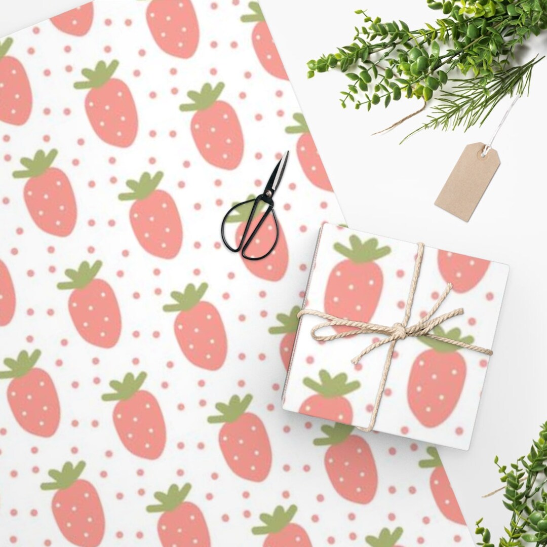 Strawberry Gift Wrap, Wrapping Paper Roll, Fruit Party, Strawberry ...