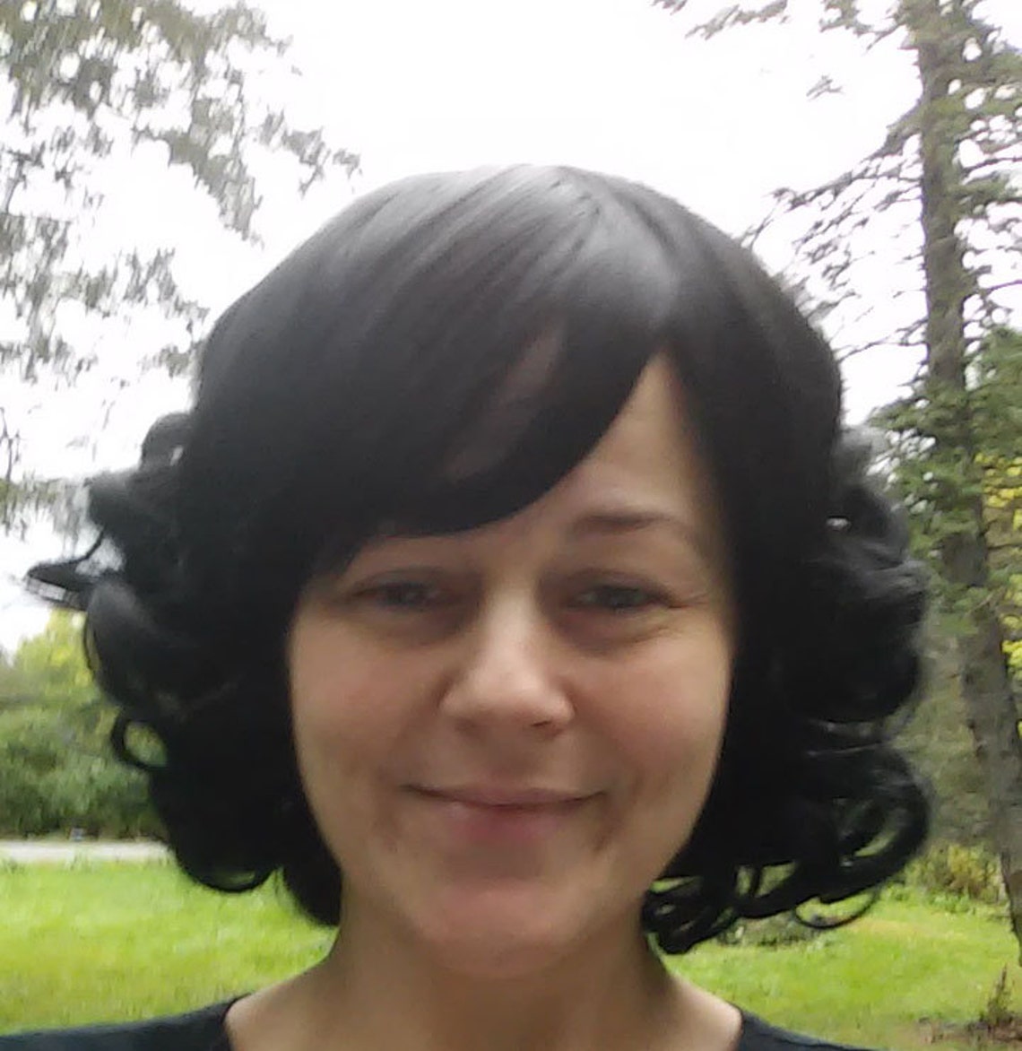 Snow White Wig Princess Wig Short Black Curly Bob Wig Fairy | Etsy