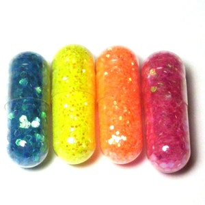 Neon Glitter Pills Glitter Pill Neon Rainbow 4 Pills - Etsy