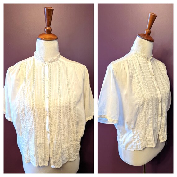 Antique 1900s White Blouse, Edwardian Lace Blouse, Vi… - Gem