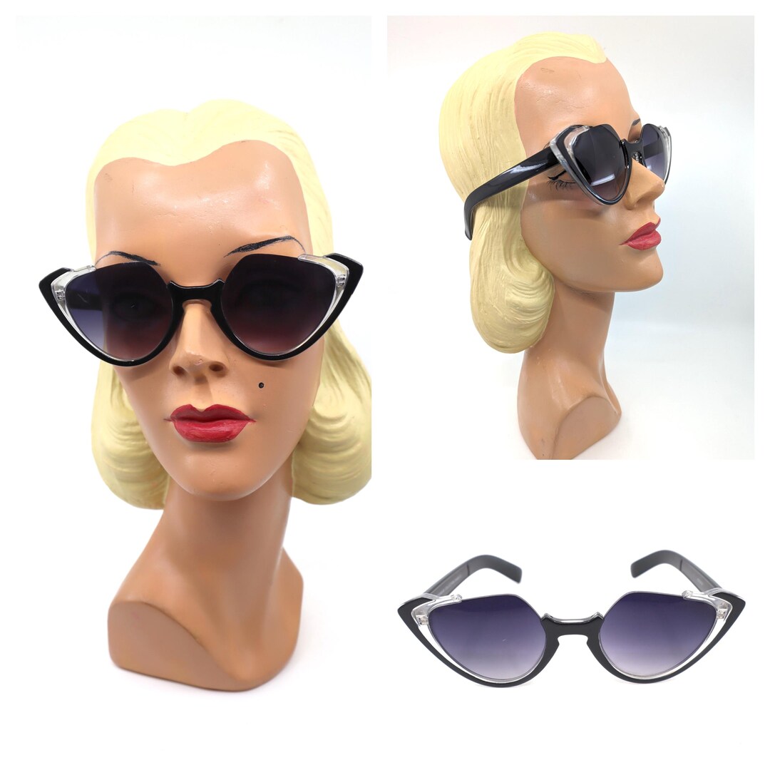Vintage 1950s Style Sunglasses Black Cat Eye Sunglasses Retro Sunnies Vintage 50s Pinup