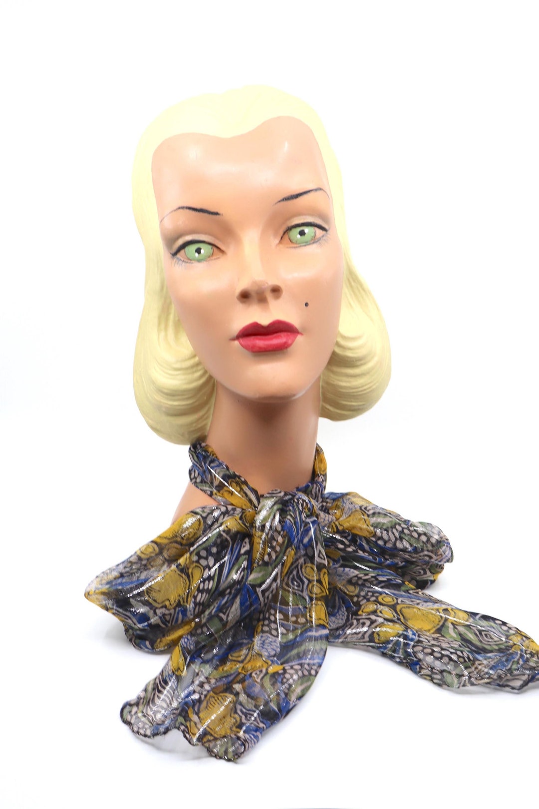 Vintage 70s Sheer Floral Scarf: Silver Thread Boho Headscarf - Etsy