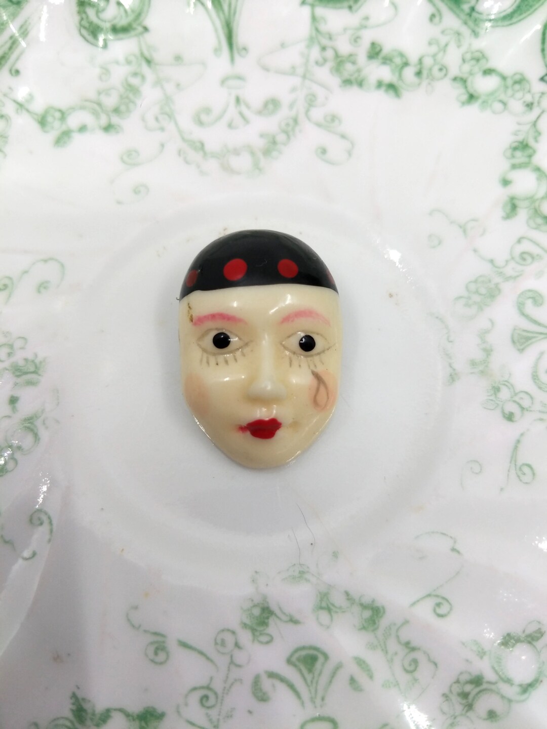 Vintage 80s Pierrot Clown Brooch: Hand Painted Plastic Pin - Etsy