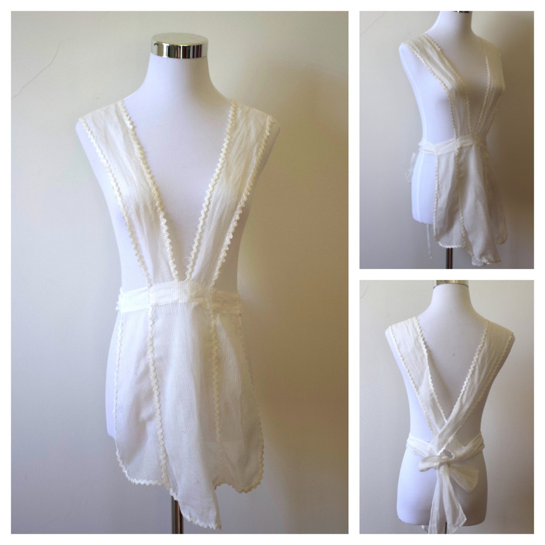 Vintage 20s 30s Apron 1930s French Maid Apron White Cotton Voile 20s ...