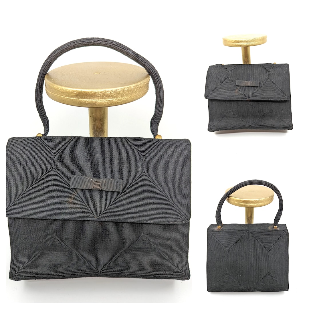 Vintage 50s 60s Bag 1950s ' CORDE ' Black Bag 1950s Evening Bag 1950s ...