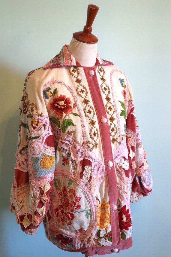 Vintage 1980s Pink Patchwork Jacket, 80s Designer Art… - Gem