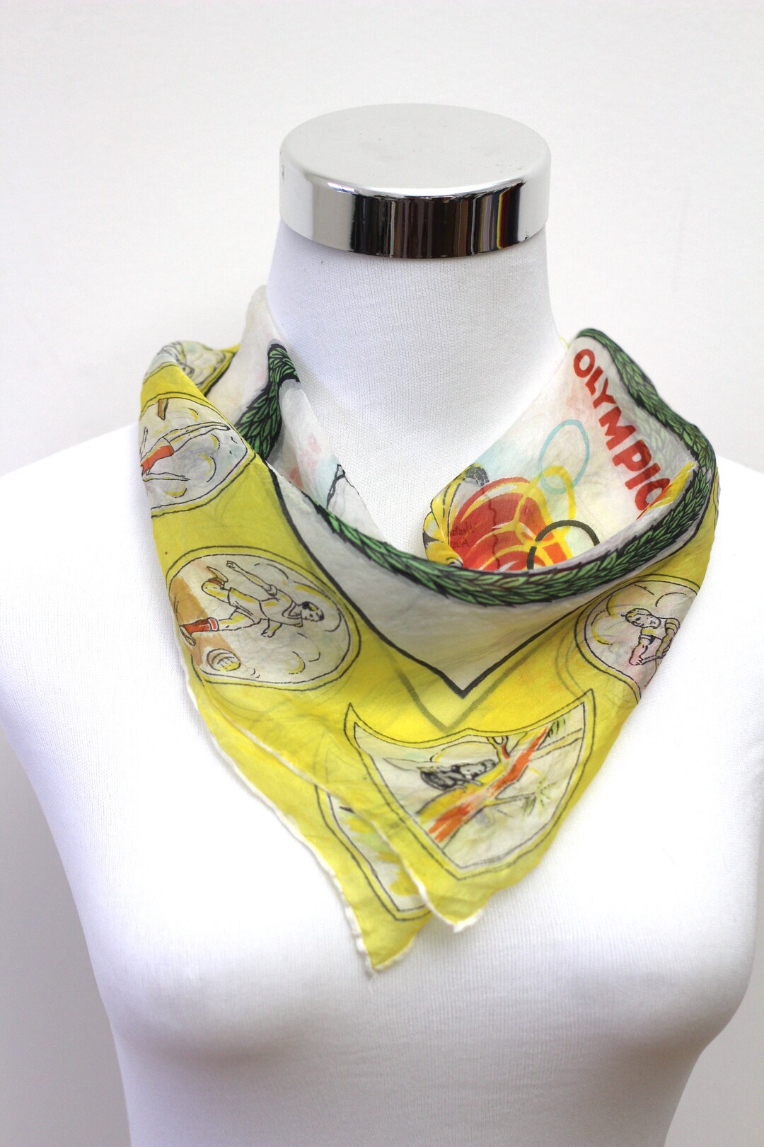 Vintage Olympics 1950s Silk Scarf , 50s Melbourne Olympic Games, 1956 ...