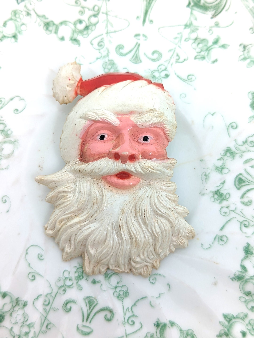 Vintage Santa 30s 40s Brooch ,1940s Santa Brooch ,large Carved ...