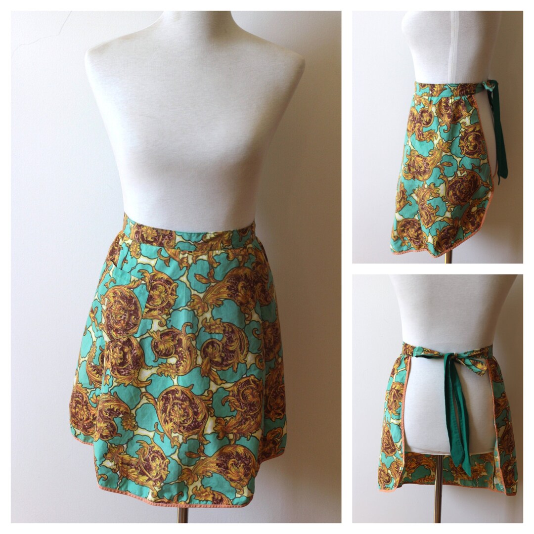 Vintage 50s 60s Apron 1960s Apron Kitchen Paisley 60s Pattern Apron ...