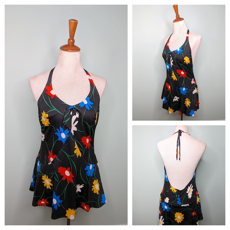 Vintage 1960s 1970s Swimsuit , 60s One Piece Swimsuit With Attached ...
