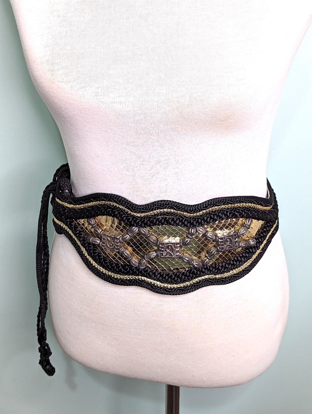 Vintage Laise Adzer Snakeskin Leather Belt: 1980s Designer Boho Rope ...