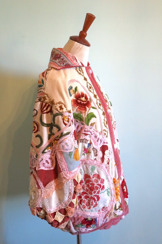 Vintage 1980s Pink Patchwork Jacket, 80s Designer Art… - Gem
