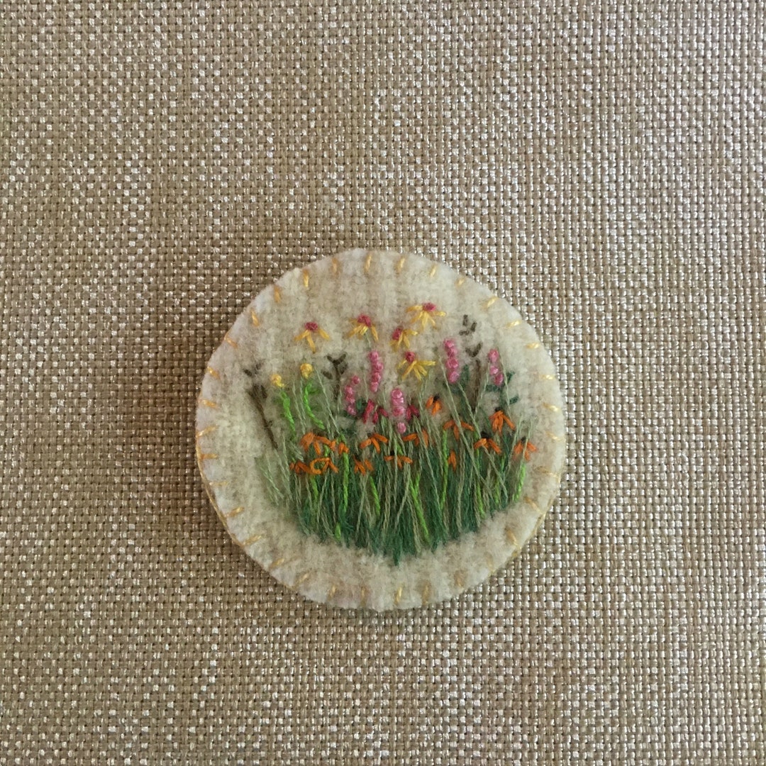 Round Little Meadow Pin - Original - OOAK - Etsy
