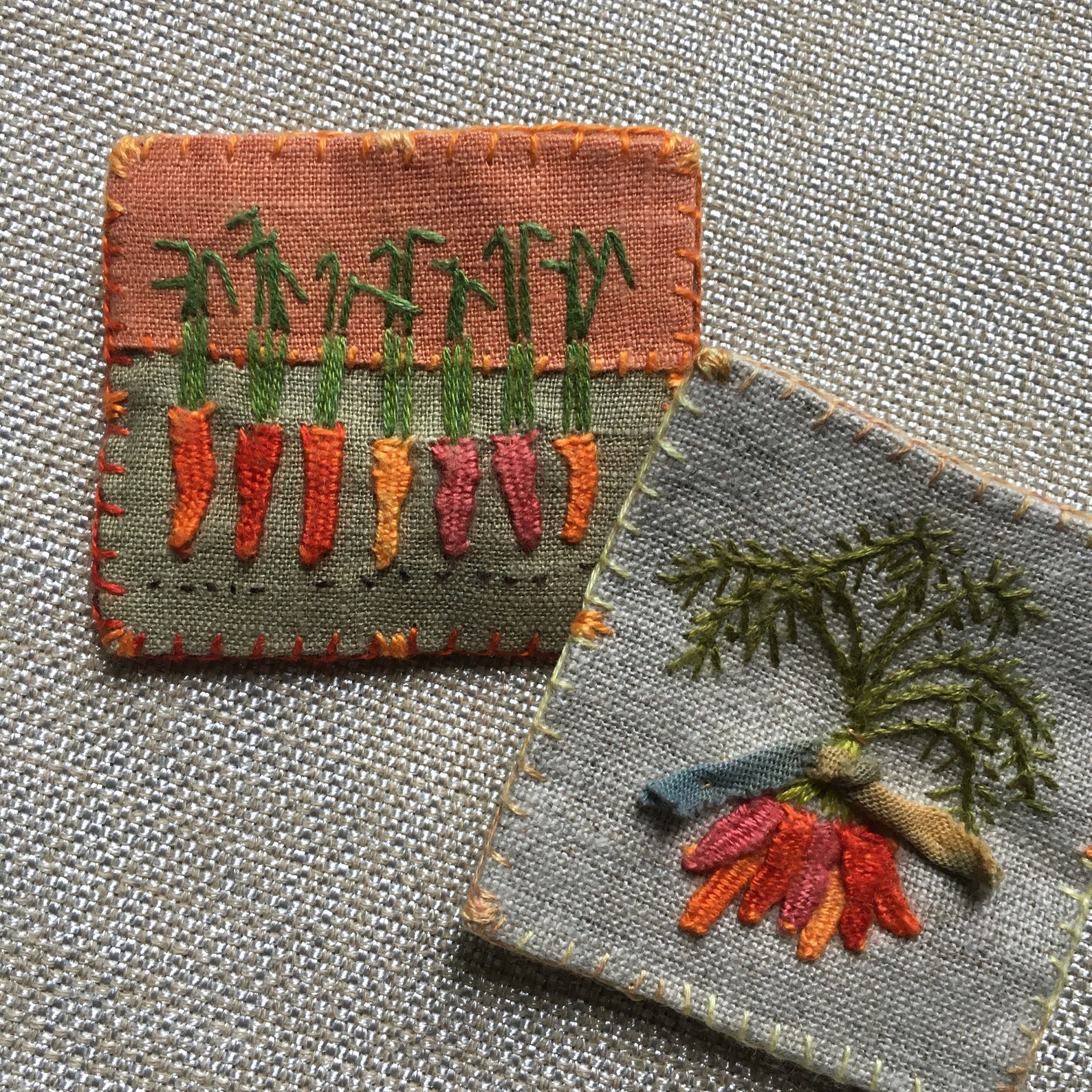 Carrot Bunch Pin - Original - OOAK - Tiny Embroidery - Etsy