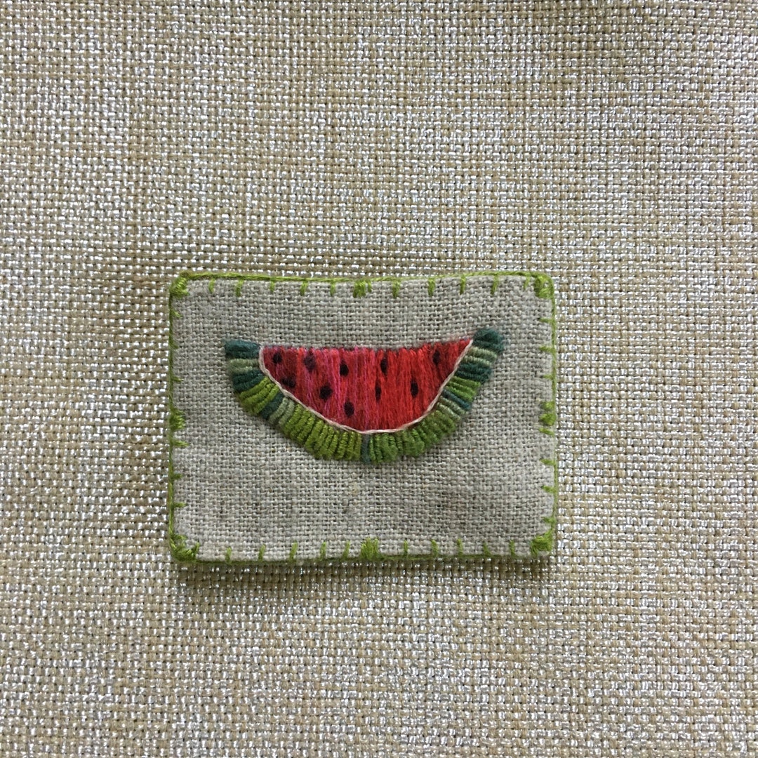 Watermelon Stitches Pin Original OOAK Tiny Embroidery - Etsy