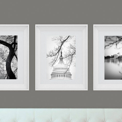 Washington DC Print Set of 3 Black and White Photography - Etsy