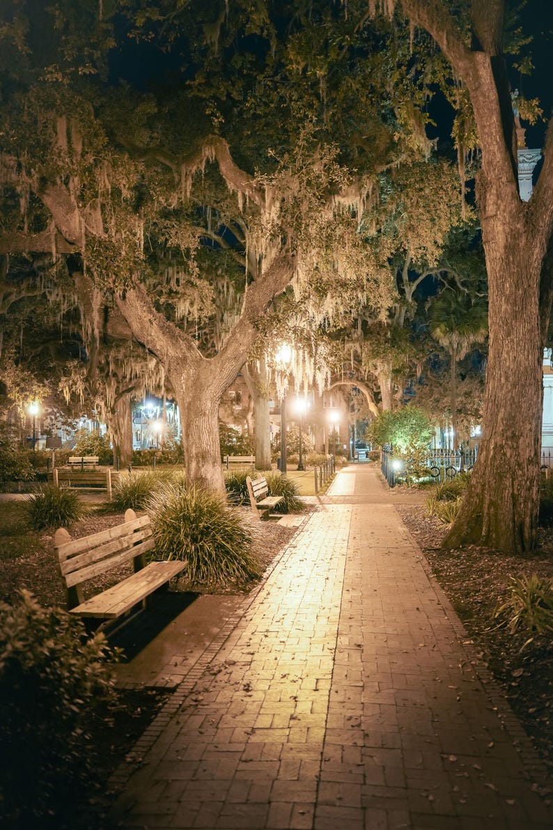 Savannah Georgia Art, Savannah Night Photography Savannah Square ...