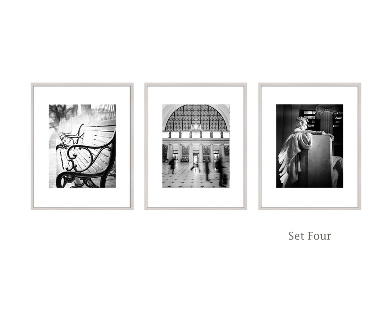 Washington DC Photography Print Set of 3 Black and White Art | Etsy
