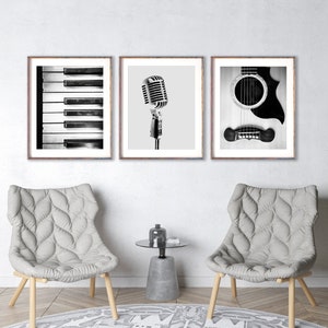 Set of 3 Music Prints in Black and White for Wall Decor - Etsy